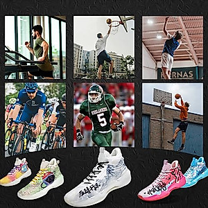 Promenie Men's High-Top Basketball Shoes Graffiti-Inspired Athletic Footwear with Superior Support Anti-Slip Design Outstanding Durability White Size 8