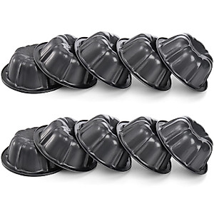 ZENFUN 10 Pcs Mini Fluted Tube Pan Mini Cake Pans, 4 Inch Carbon Steel Mini Flan Molds Pan, Nonstick Cake Pan Reusable Mini Tube Oven Baking Mold for Cupcake, Bread, Bavarois, Brownie