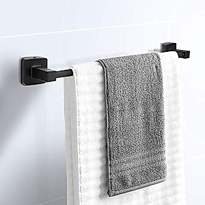 Matte Black Bathroom Hardware Set 4 Pieces,Towel Bar Set Includes 17In Hand Towel Bar, Towel Ring, Robe Towel Hooks,Toilet Paper Holder, Bathroom Towel Rack Set