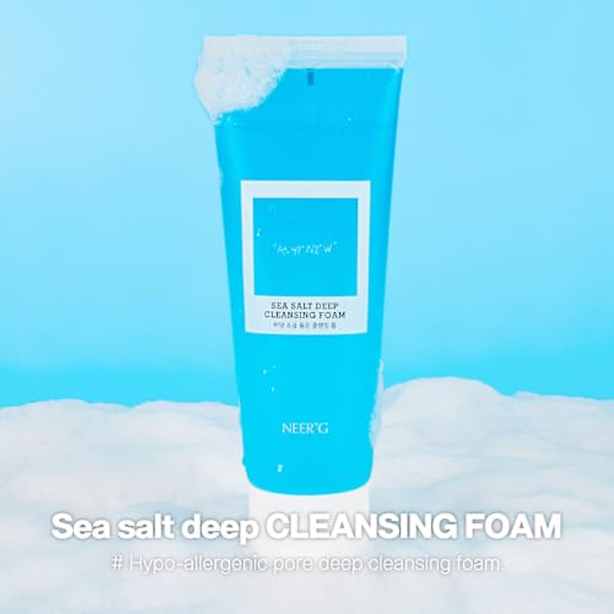 NEER°G Sea Salt Deep Cleansing Foam 4 Fl Oz (120ml) Guérande Sea Salt pH5.5 Mild Facial Cleanser, Moisturizing Face Wash for Normal to Sensitive Skin