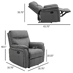 HOMCOM Manual Recliner Armchair with Thick Padded Headrest, Back and Footrest and Adjustable 150 Degree Angle, Grey