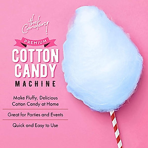 The Candery Cotton Candy Machine with Stainless Steel Bowl 2.0 and Floss Bundle- Flossing Sugar Floss Candy for Birthday Parties Fairs - Includes 3 Floss Sugar Flavors 12oz Jars and 50 Paper Cones