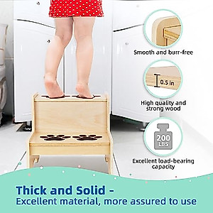 OOOK Step stools for Kids, 2-Step Stool with Non-Slip Stepping Surface and Handles, Toddler Step Stool Suitable for Kitchen and Bathroom Sink, Step Stool Cute Bear-paw Non-Slip mat…