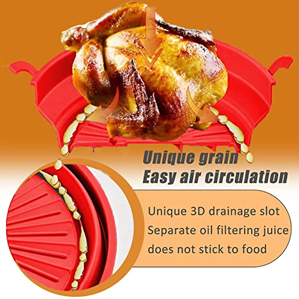 Buddeez foldable air fryer liner, silicone pot, air fryer liner basket, reusable air fryer basket, food safety air fryer oven accessories (7.5 inches [3 to 5 quarts]…