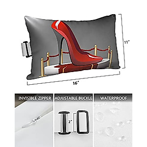 Recliner Head Pillow Outdoor Pillow with Insert Modern Red High Heel Shoes Ombre Gray Texture Waterproof Lumbar Pillow with Adjustable Strap Lounger Patio Chair Pillows for Beach Pool Office 1pcs