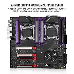 SHANGZHAOYUAN X99 Dual CPU Motherboard LGA 2011-3 Server Motherboard for Intel i7 5th/6th Gen Xeon E5 V3/V4 Series (E-ATX, 8*DDR4 ECC Max 256G, 2*NVME M.2, 2*Gb LAN, SATA 3.0, PCIe 3.0)