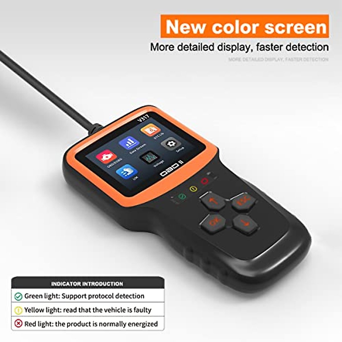 UYYE V317 Car OBD2 Scanner,Car Interior Accessories Code Reader,Engine Fault Code Reader Scanner, CAN Diagnostic Scan Tool,for All OBD II /EOBD Protocol Cars
