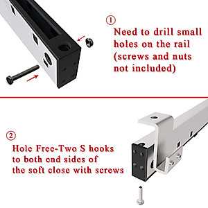 2PCS Stainless Steel Barn Door Soft Close Mechanism, Adjustable Tension Spring Buffer Damper, Hole-Free/Drilling Perfect for Silver Flat Track for Door Weight 77-132 Pounds with Actuator Spacers