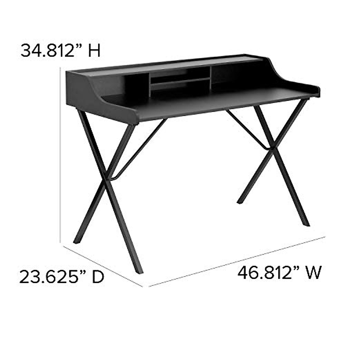 EMMA + OLIVER Black Computer Desk with Top Shelf