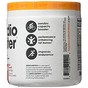 Top Secret Nutrition Cardio Igniter Pre-workout Supplement with Beta-alanine, L-Carnitine, and Red Beet Extract, 6.35 oz. (180g), (30 Servings) Fruit Punch