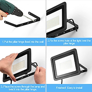 CTWUYOU LED Flood Light 100W Cold White 6500K Work Light,IP68 Waterproof Outdoor Spotlight,Suitable for Safety Lights for Gardens, Courtyards, Garages, Lawns