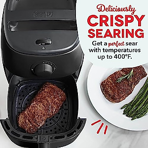 DASH Tasti-Crisp™ Electric Air Fryer Oven Cooker with Temperature Control, Non-Stick Fry Basket, Recipe Guide + Auto Shut Off Feature, 1000-Watt, 2.6Qt, Black