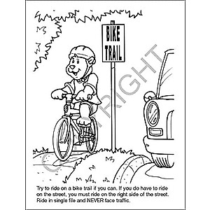 ZOCO - Bike Safety - Educational Coloring Books (50 Bulk Pack, Without Crayons) - Bicycle Rules, Road, Helmet Safety - Games, Puzzles, Activities for Kids