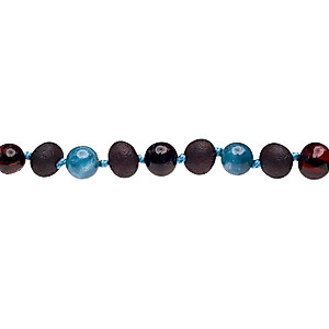Genuine Amber Necklace & Bracelet From Baltic Sea Made With Unpolished Cherry Polished Cherry and Apatite 34 & 15 cm (13.4 & 5.9 Inches), Black