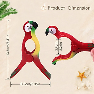 2 Pcs Beach Towel Clips Holders Portable Towel Clips for Chairs Beach Chair Clips Beach Towel Clips（Red Parrot）