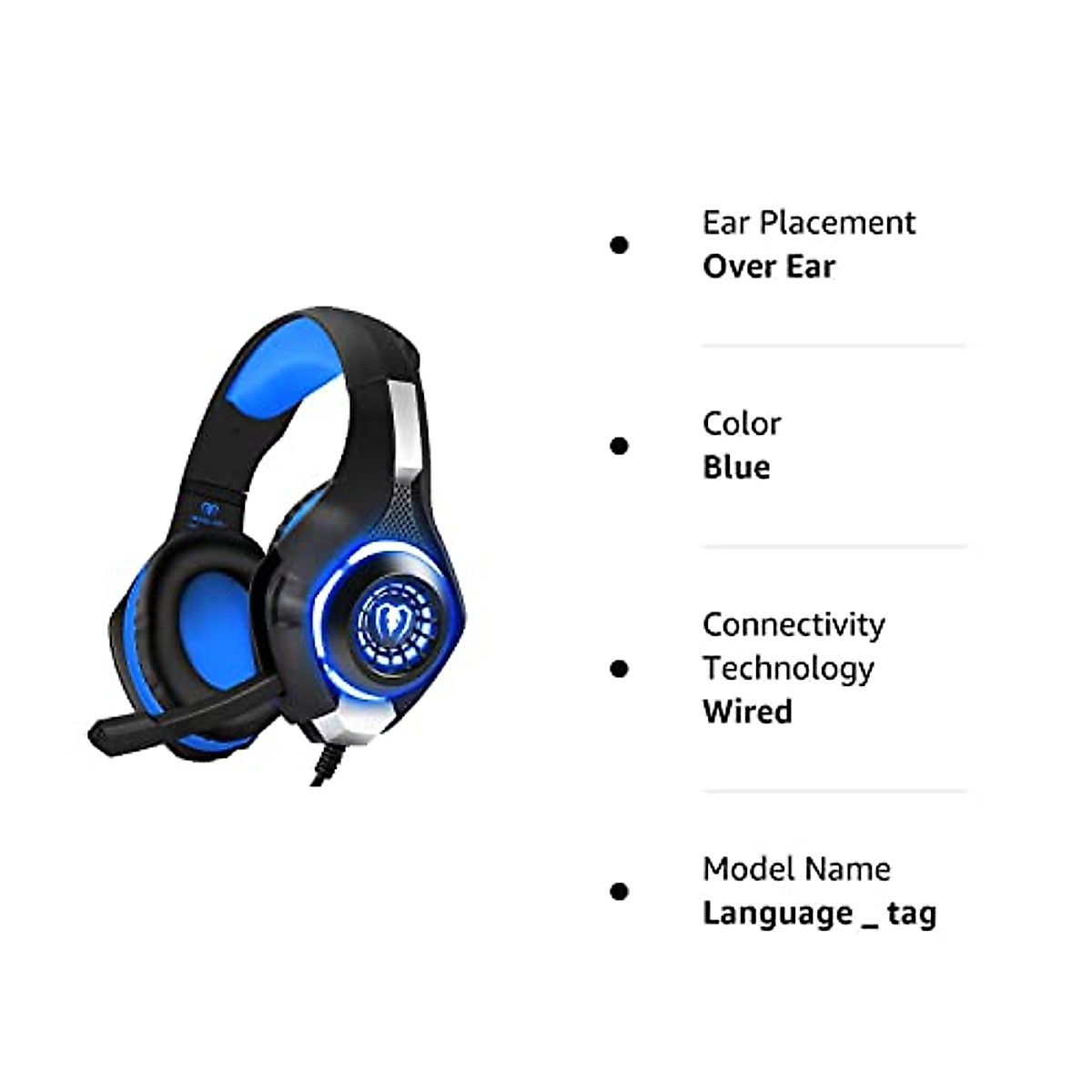BlueFire Professional 3.5mm PS4 Gaming Headset Headphone with Mic and LED Lights for Playstation 4, PS5, Xbox one,Laptop, Computer (Blue)