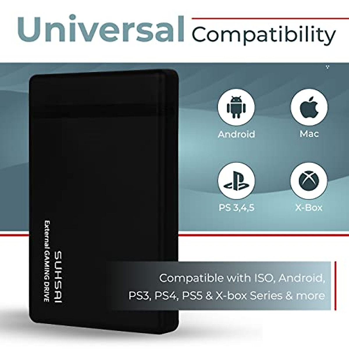 Sushai Gaming hardrive 320GB Portable External Hard Drive USB 3.0 Storage Drive 2.5 HDD Compatible with Laptop Computer, Xbox, MAC, PS4, chromebook - Black
