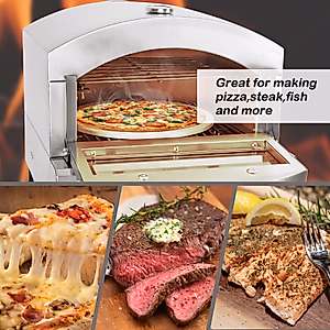 Portable Pizza Oven |Countertop Electric Pizza Maker |Outdoor Pizza Grill|Stainless Steel 1800W Power|Double Layer with 14in Pizza Stone|For Commercial&Kitchen|