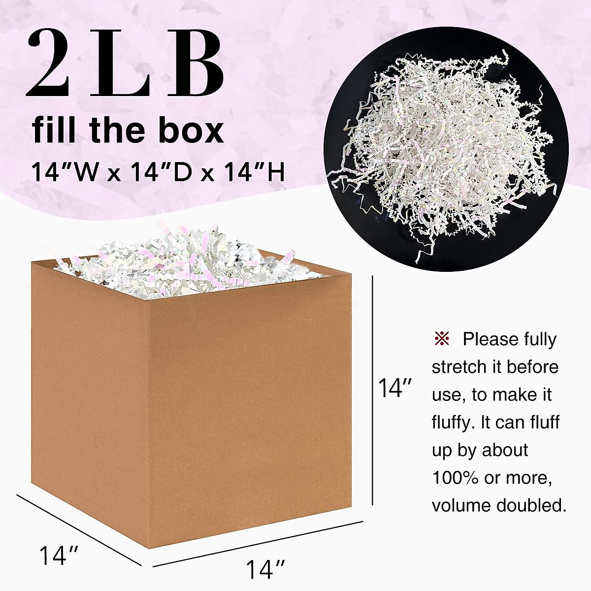 Corlcol 2LB Crinkle Cut Paper Shred Filler for Bag Gift Box Basket Confetti Paper Shreded Stuffing Decoration for Valentine's Day Holiday Party (Diamond White)