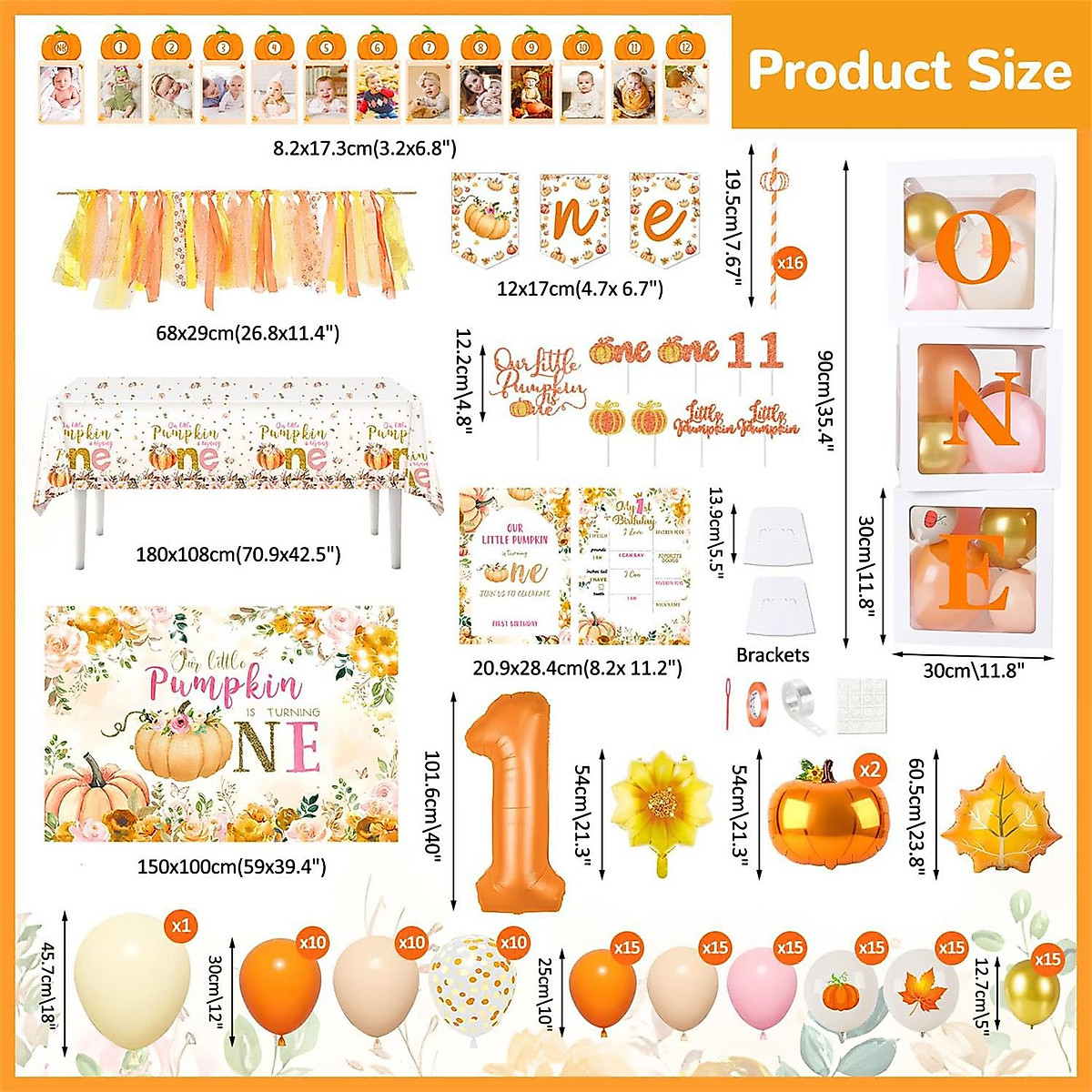 MOVINPE Pumpkin 1st Birthday Decorations, Little Pumpkin First Birthday decor Party Supplies, Autumn Fall Little Pumpkin Turning One Halloween Thanksgiving First Birthday Decor