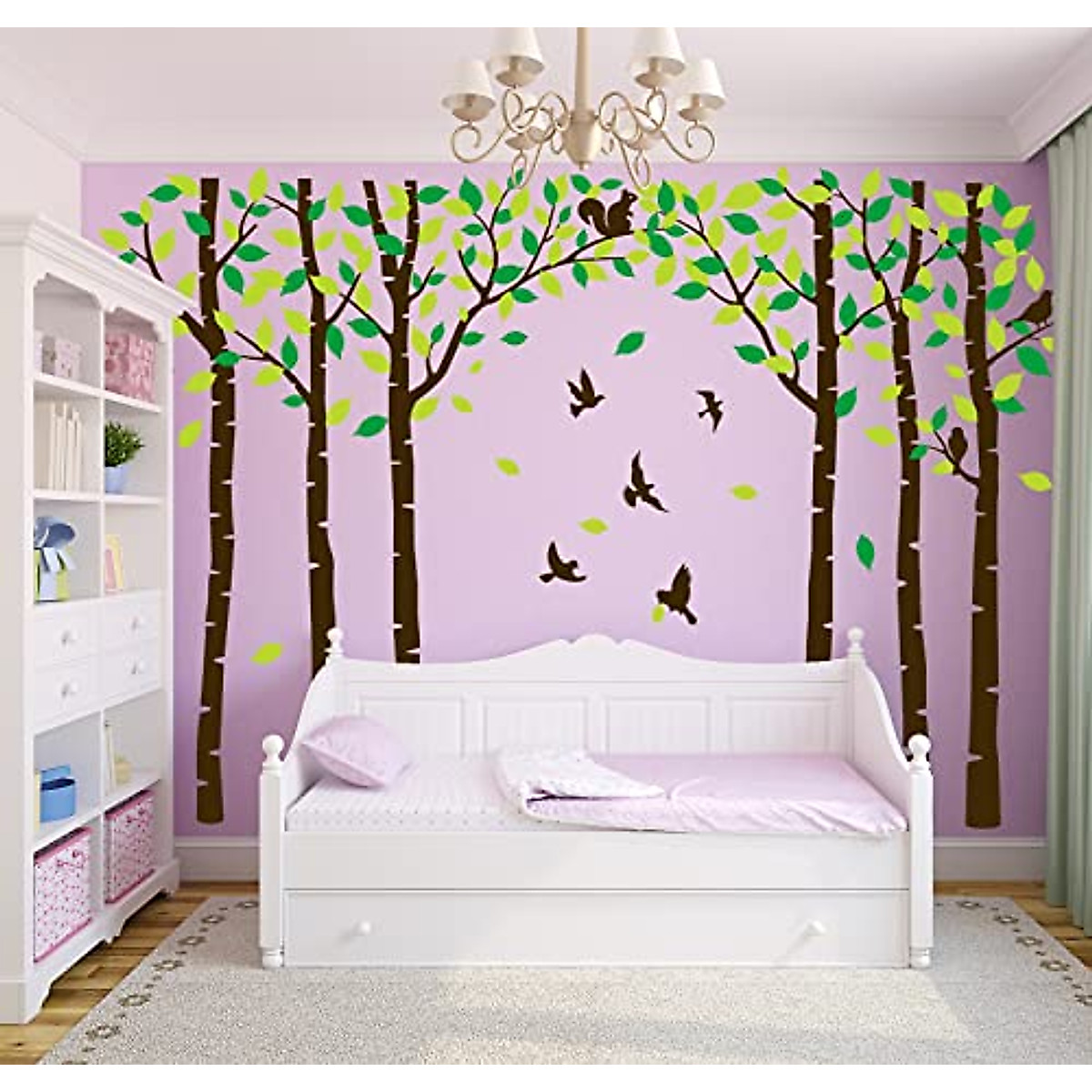 MAFENT Giant Jungle Tree Wall Decals Birch Tree Wall Decals Forest Tree Wall Stickers for Kids Room Bedroom Living Room Nursery Removable Vinyl Sticker Mural Art Decoration(Brown)