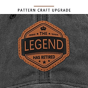 Retired Hat Retirement Gifts for Men Women The Legend Has Retired Leather Pattern 100% Cotton Baseball Cap