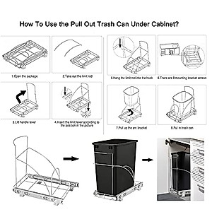 VIRRIRAVY Pull Out Trash Can Under Cabinet,Garbage Slide Out Trash Can Shelf for Kitchen,Heavy Duty Adjustable Pull Out Trash Can -Trash Can not Included，Durable Metal, Chrome