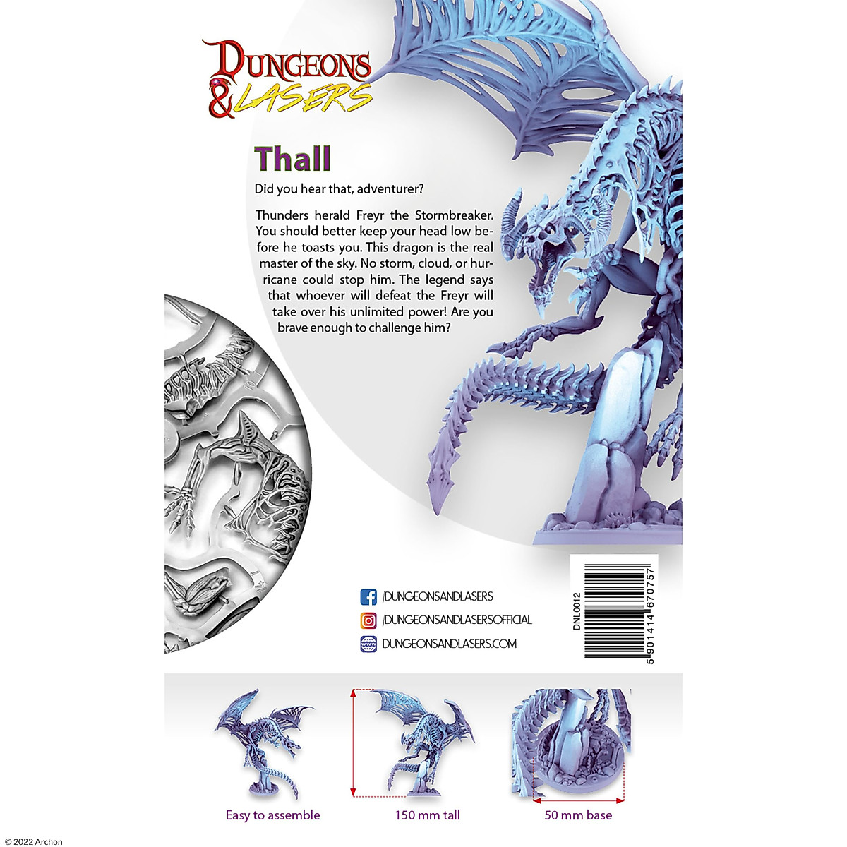 Archon Studio Dungeons & Lasers Miniatures – Thall The Defiler – 1 Piece 155mm Unpainted Unassembled Designed for Dungeons & Lasers,ARCDNL0012
