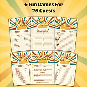 Here Comes the Son Baby Shower Decorations and Games - 6 Baby Shower Games, 25 each - Baby ABC, Baby Predictions and Advice, Baby Word Scramble, Emoji Pictionary, Mommy or Daddy, The Price is Right