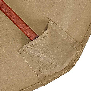 Yanika 9ft Wooden Patio Umbrella - Outdoor Umbrella with Stand - Outside Umbrella for Patio, Garden, Lawn, Deck, Backyard, Pool Yard, Beach Sunshade (Tan)