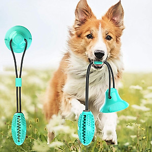 PrimePetPlay Suction Cup Dog Chew Toy - Bite Resistant and Durable - Perfect for Aggressive Chewers - Dental Health and Interactive Play, Sky Blue