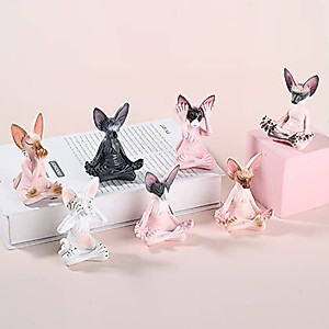GRAPMKTG Room Decor Cute Sphynx Cat Statue 1 Pack Aesthetic Home Decor Abstract Sculpture for Living Room Office Kawaii Cats on Shelf Yoga Meditation Decor Desk Coffee Table Black