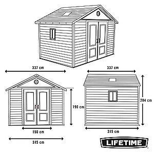Lifetime 6433 Outdoor Storage Shed with Windows, 11 by 11 Feet