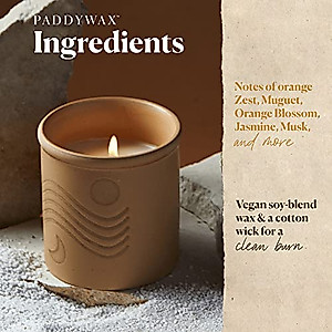 Paddywax Candles Dune Scented Soy Wax Candle, 8-Ounce Ceramic Jar with Burnished Cork Lid, Orange Zest & Bergamot