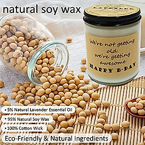 Candles Gifts for Women, Happy Birthday Candles Gifts for Her Mom Sister, 8oz Lavender Scented Candle, Soy Wax Jar Candles Birthday Gift for Friends Men Female Coworker with Wood Gift Box