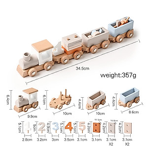 ibwaae Wooden Train Set for Baby Toys with Numbers and Blocks Train Toy 12 PCS for Toddler Boys and Girls 1 2 3 4 5 Birthday Toys