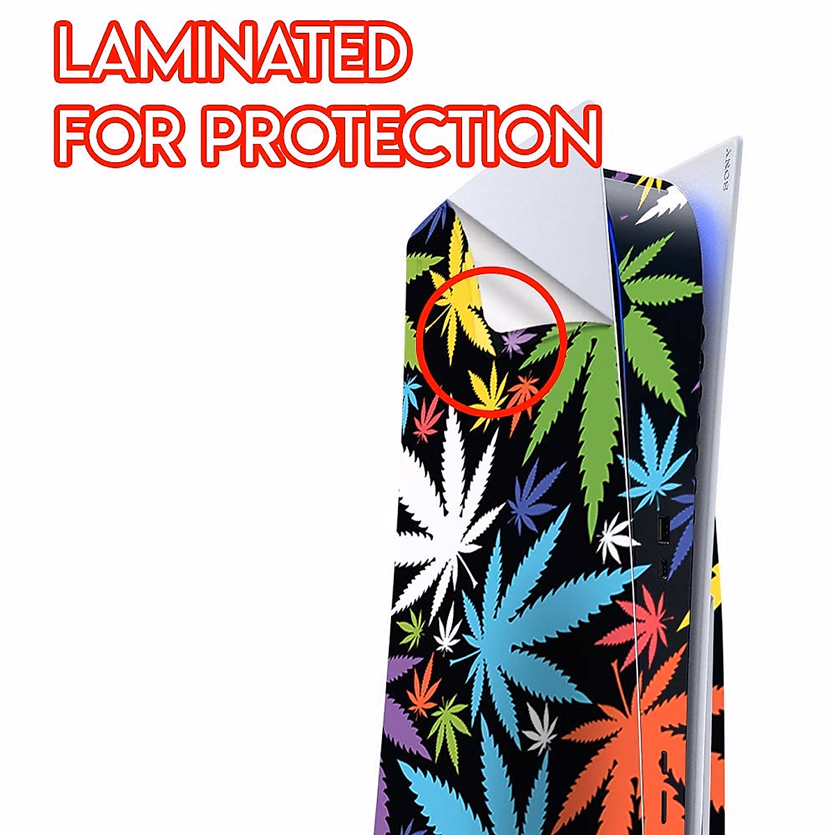 ITS A Skin Skins Compatible with Sony Playstation 5 Console Disc Edition - Protective Decal Overlay Stickers wrap Cover - Colorful Weed Leaves Leaf