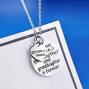 Blerameng Christmas Mother's Day Gift The Love Between a Grandmother and Granddaughter is Forever and I Love You Forever Thanksgiving Pendant Necklace