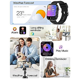 BYBUKCKR Smart Watch for Men Women (Answer/Make Call), 2" Smartwatch for Android Phones and iPhone Compatible, IP68 Waterproof Fitness Watch with Heart Rate Monitor Blood Oxygen Sleep Tracker, Black