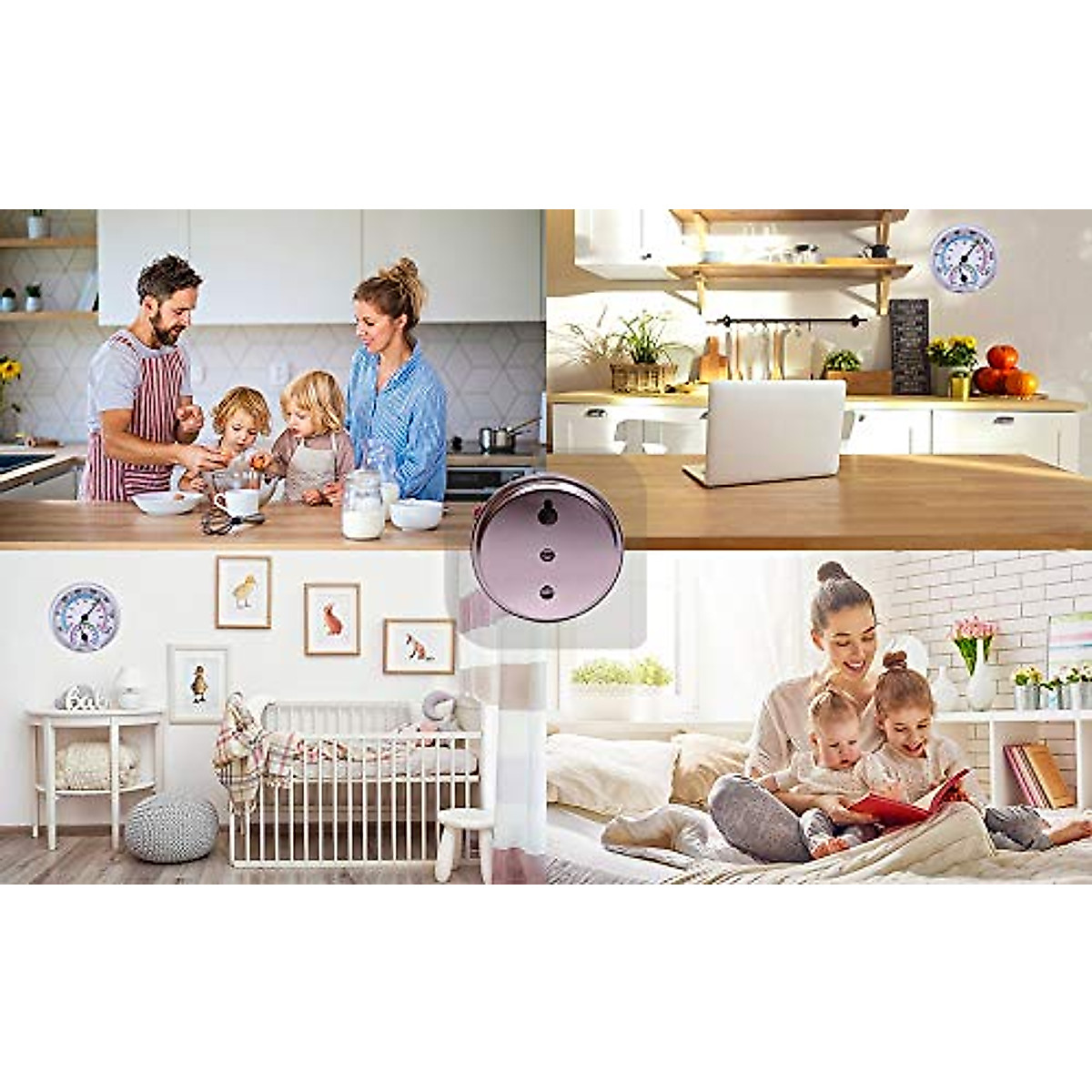 LayscoPro Mini Indoor Thermometer Hygrometer Analog 2 in 1 Temperature Humidity Monitor Gauge for Home, Room, Outdoor, Offices, Display Mechanical (No Battery Needed) (Gold-2 Pack, Gold-2 Pack)