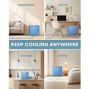 Upstreman 1.7 Cu.ft Mini Fridge with Freezer, Dorm Essentials, Adjustable Thermostat, Energy Saving, Low Noise, Single Door Compact Refrigerator for Dorm, Office, Bedroom, Blue-FR17