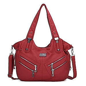 Angelkiss Purses and Handbags Middle Size Tote Hobo Bags for Woman Soft Leather Cross body Shoulder Bag Ladies Satchel Bag