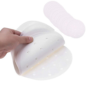 Selaurel 300pcs Air Fryer Liners 7.5 inch Round Bamboo Steamer Liners Premium Perforated Parchment Paper Sheets Non-stick Basket Mat for Air Fryers Steaming Baking Dumplings Cooking