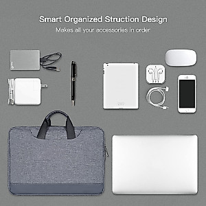 14 15 Inch Laptop Case, Men Women Laptop Bag Sleeve with Organizer for MacBook Pro 14" 16" M4/M3/M2/M1, Dell Inspiron 14, Lenovo Flex 5 14/Ideapad 3 14, HP Pavilion/Chromebook 14" Carrying Case, Gray