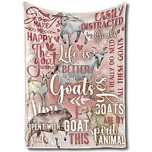 Huglanket Goat Gifts for Goat Lovers, Goat Throw Blanket, Unique Watercolor Goat Design, Flannel Blanket Gifts for Girls, Women, and Friends, 50"x 65"