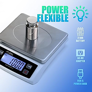 110 lb (50 kg) Digital Postal Scale, Piece Counting, Wide Stainless Steel Pan, AC Adapter, Backlit LCD, Multiple Weight Unit, Capacity: Max 50 kg (110 lb), MIN 5 g (0.2 oz), Division 1 g / 0.1 oz