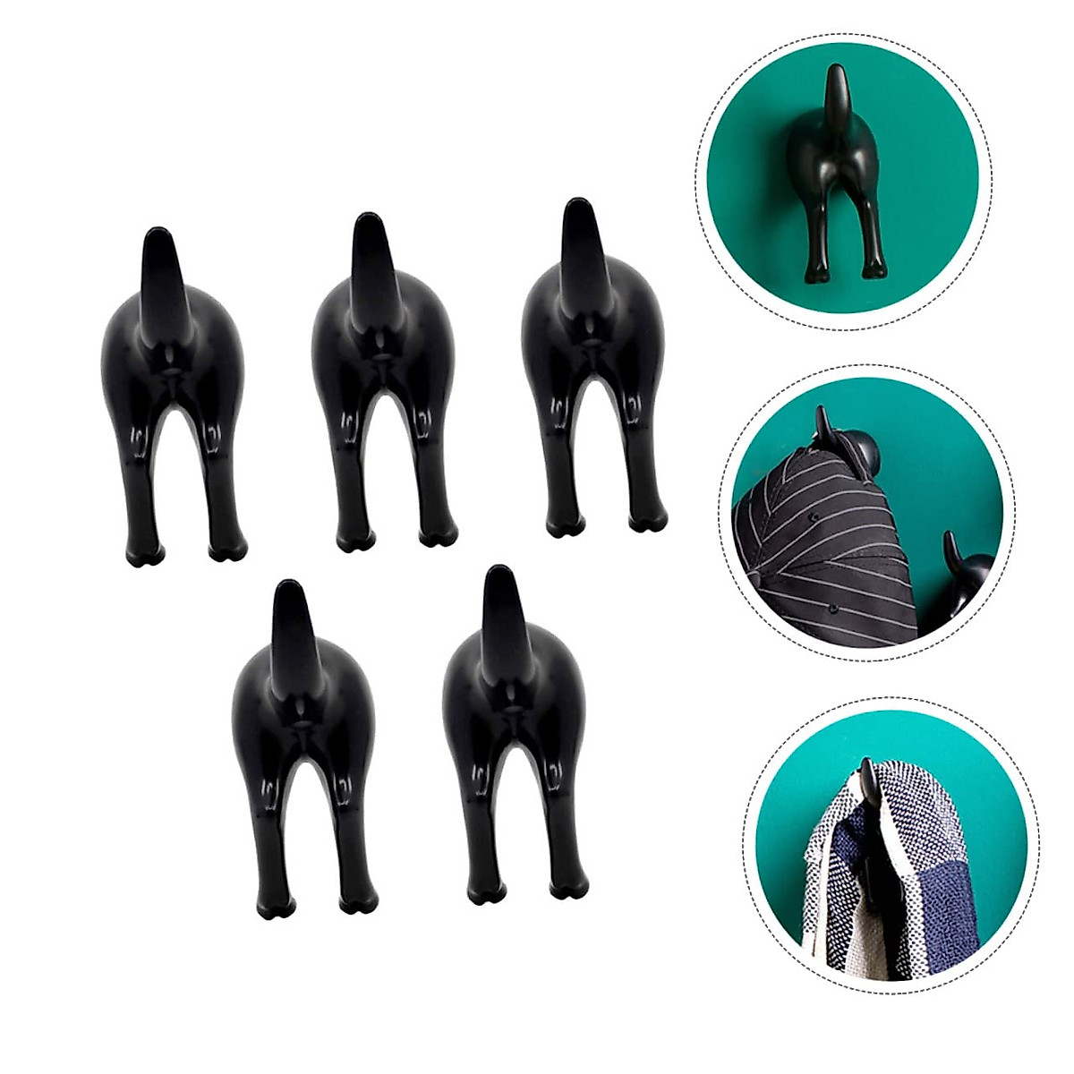 5pcs Tail Decorative Hook Dog Bum Coat Hook Punch Storage Pothook Jacket Hanger Kitchen Hook Wall Hangers Heavy Duty Belt Hanger Dog Tail Hooks Iron Metal Towel Rack