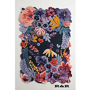 Restoration and Renovation Handmade Flower Multicoloured Irregular Area Rug 100% Imported Blended Wool Floral Area Rug (Navy, 8x5 ft)