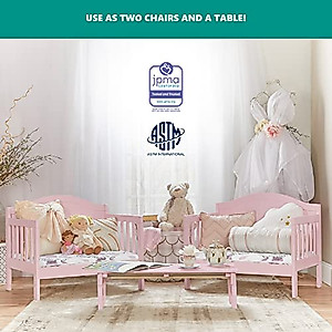 Dream On Me Portland 3 In 1 Convertible Toddler Bed in Pink, Greenguard Gold Certified, 56x29x28 Inch (Pack of 1)