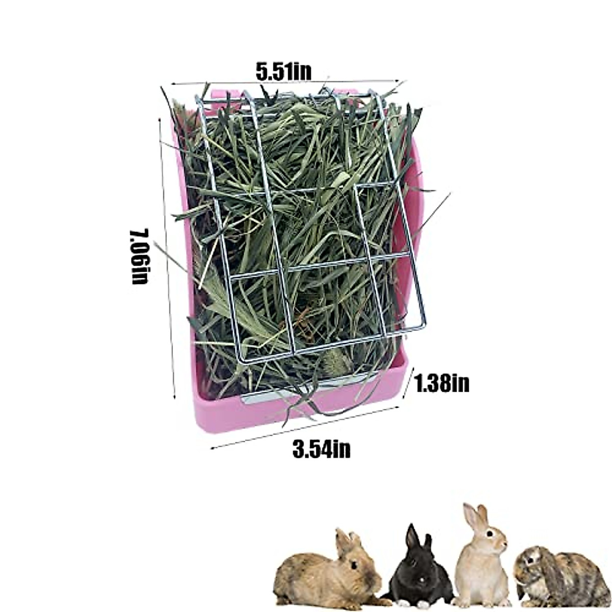 WEWAYKGJ Rabbits Hay Feeder Guinea Pigs Hay Rack Bunny Feeding Holder Hanging Chinchillas Hay Dispenser Minimize Waste Mess Hay Rack for Small Animals 2 Pcs (Pink)